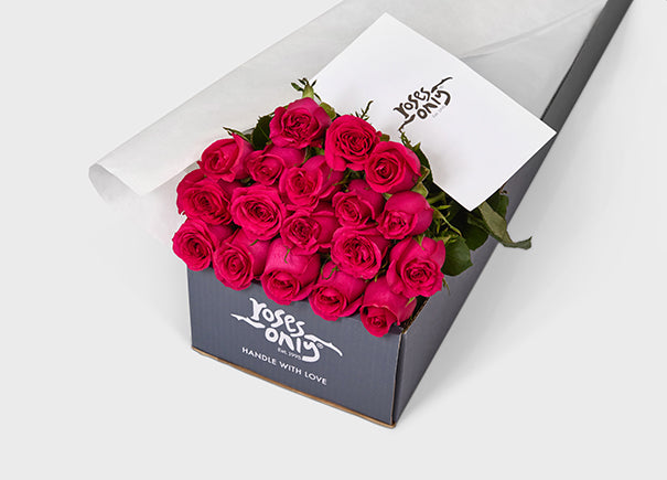 18 Bright Pink Roses Gift Box | Roses Only Singapore